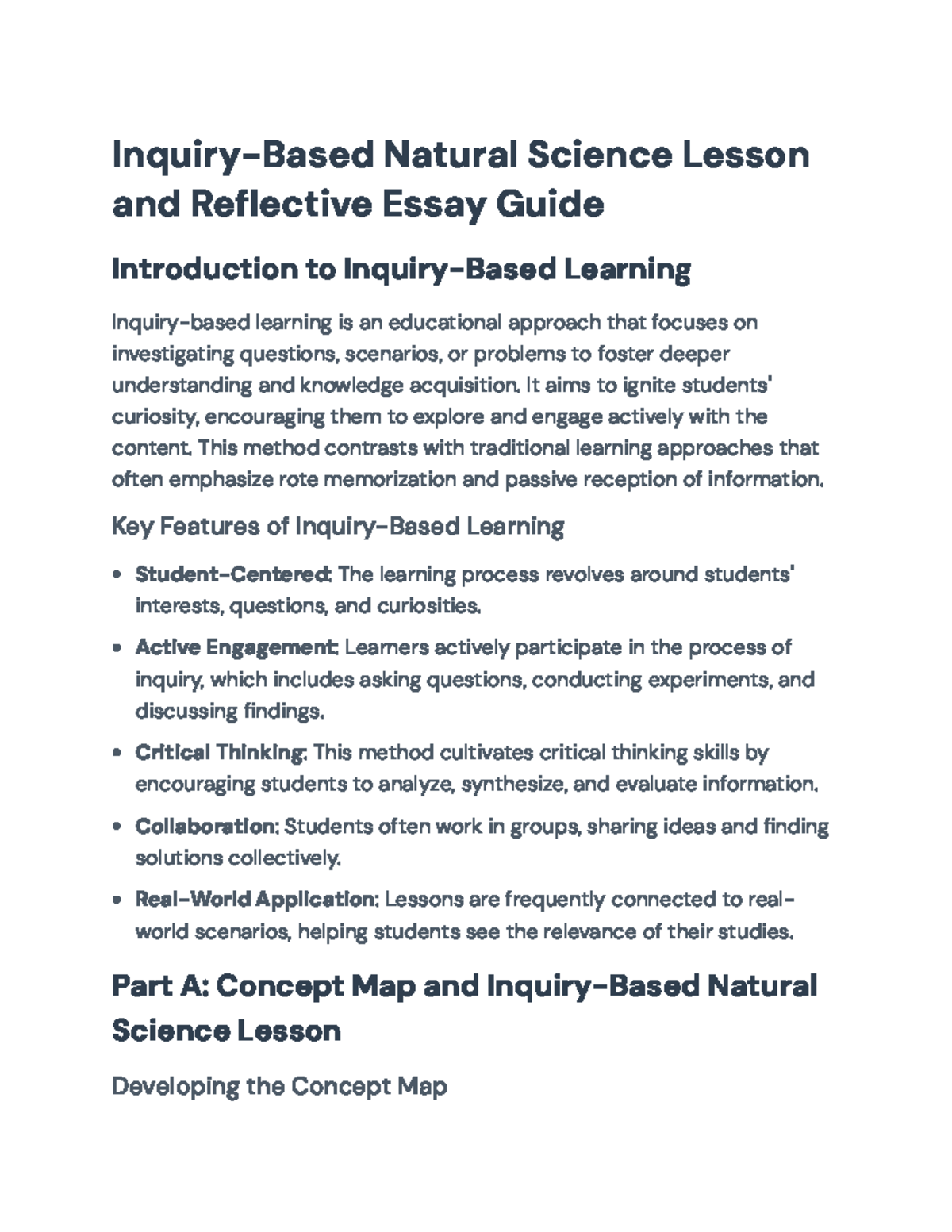 Inquiry-Based Learning in Natural Science: Lesson Plan & Reflection ...