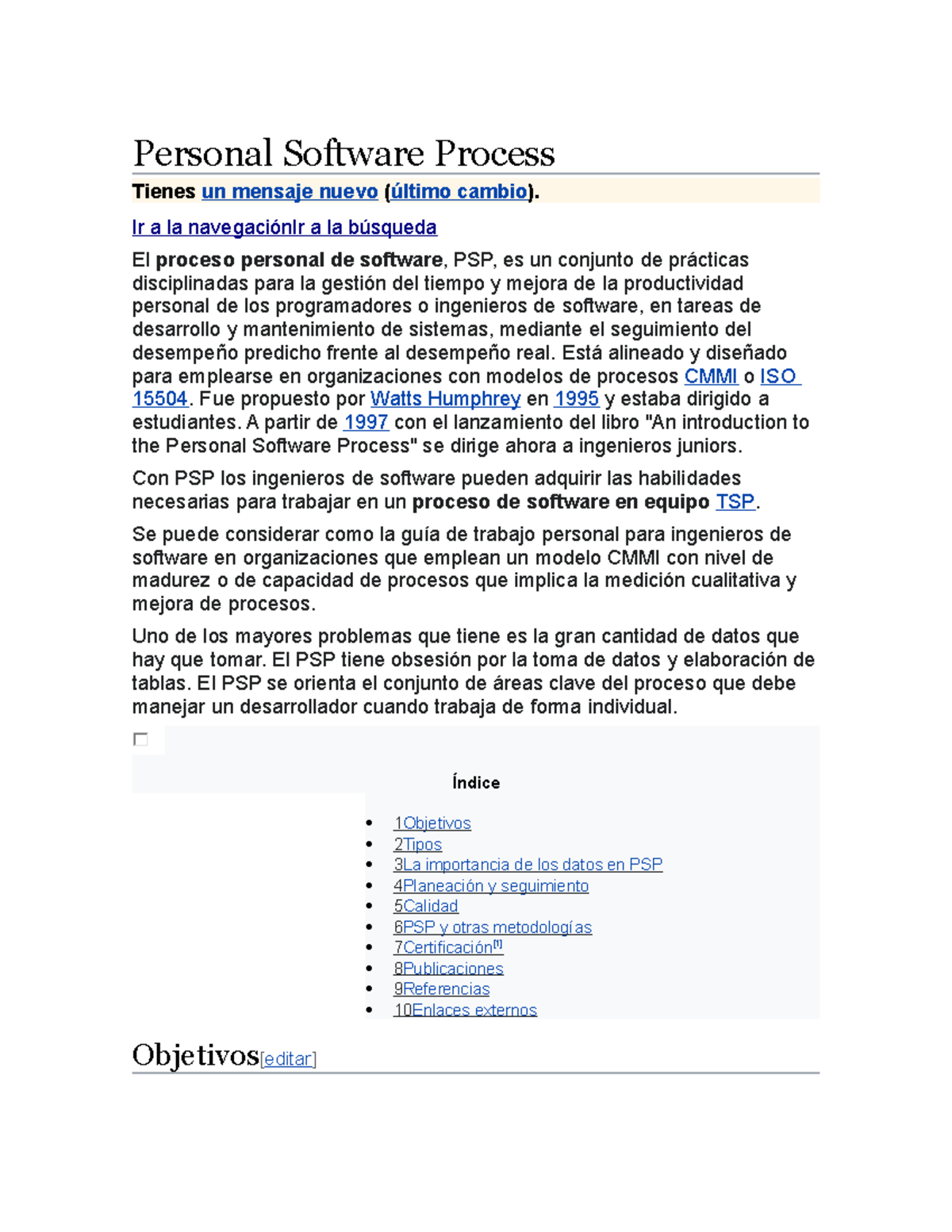 Personal Software Process - Personal Software Process Tienes un mensaje ...