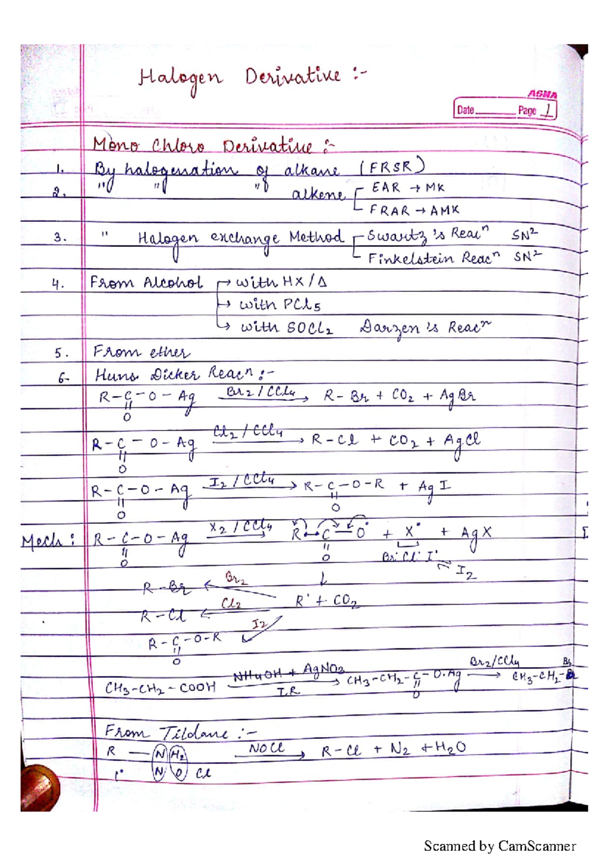 22. Halogen Derivatives - Halogen ASNA Date Page 1 Mono Chloro ...