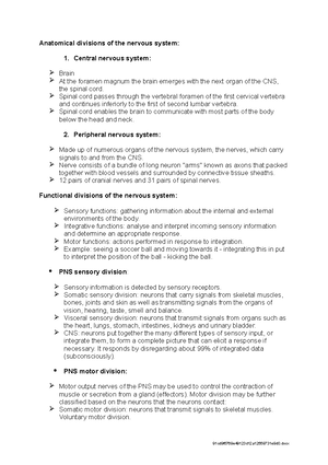 Practical 4: Nervous System, Special Senses & Endocrine - NATS1009 ...