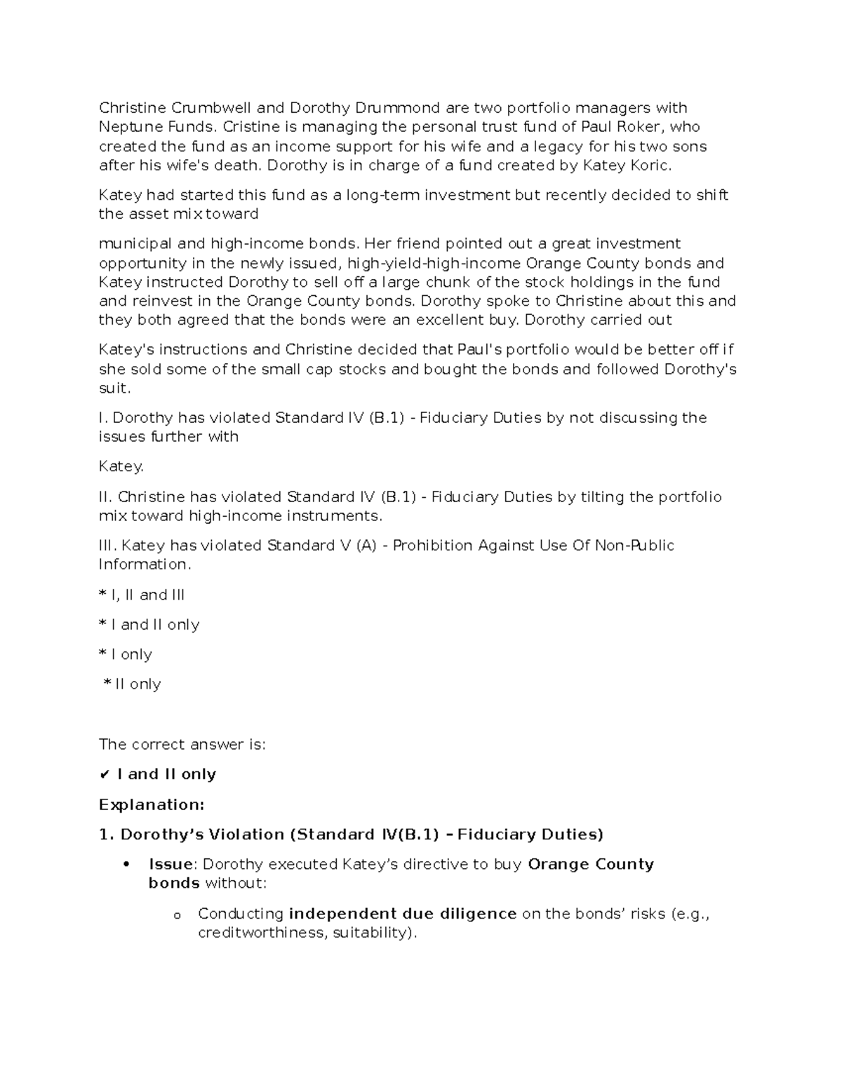 Quan Fin 780: Fiduciary Duties Violations in Portfolio Management - Studocu