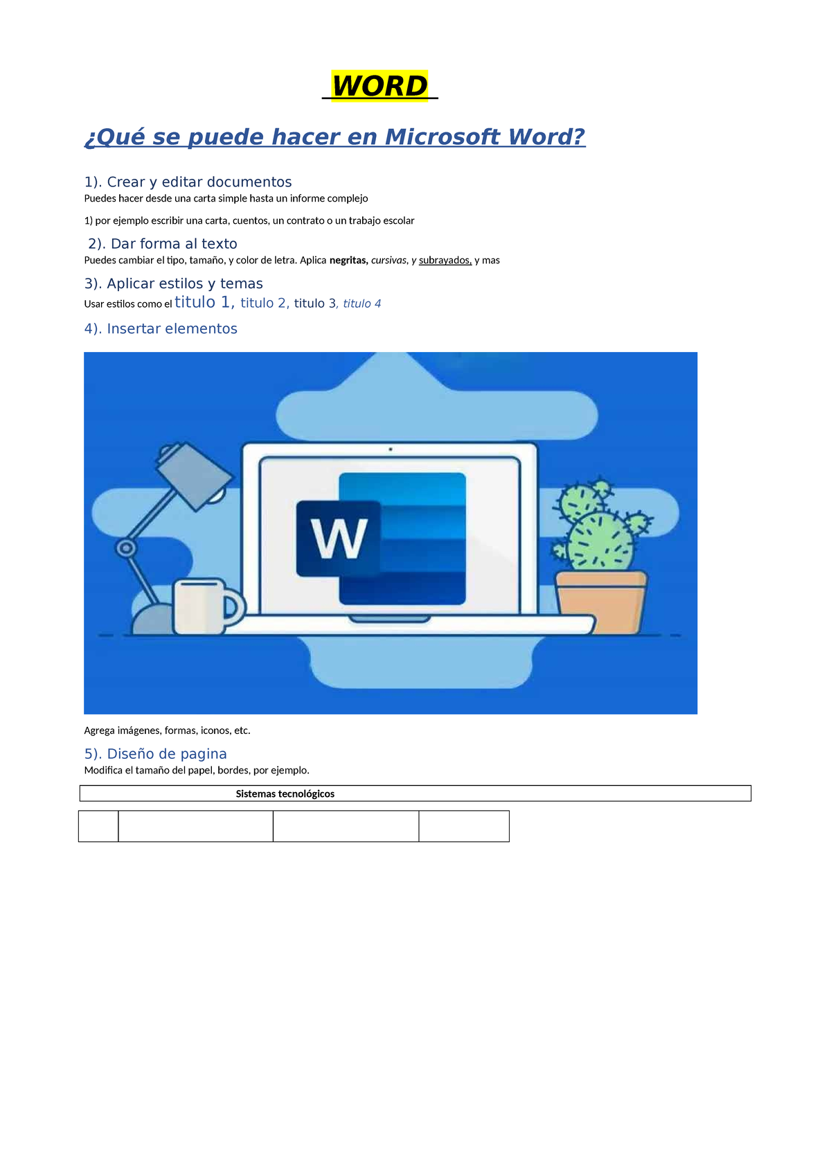 WORD - holo - WORD ¿Qué se puede hacer en Microsoft Word? 1). Crear y ...