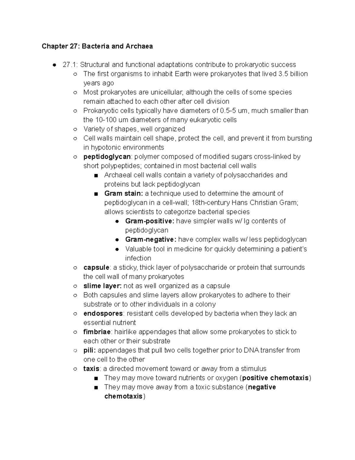 Chapter 27: Bacteria and Archaea Overview and Key Concepts - Studocu