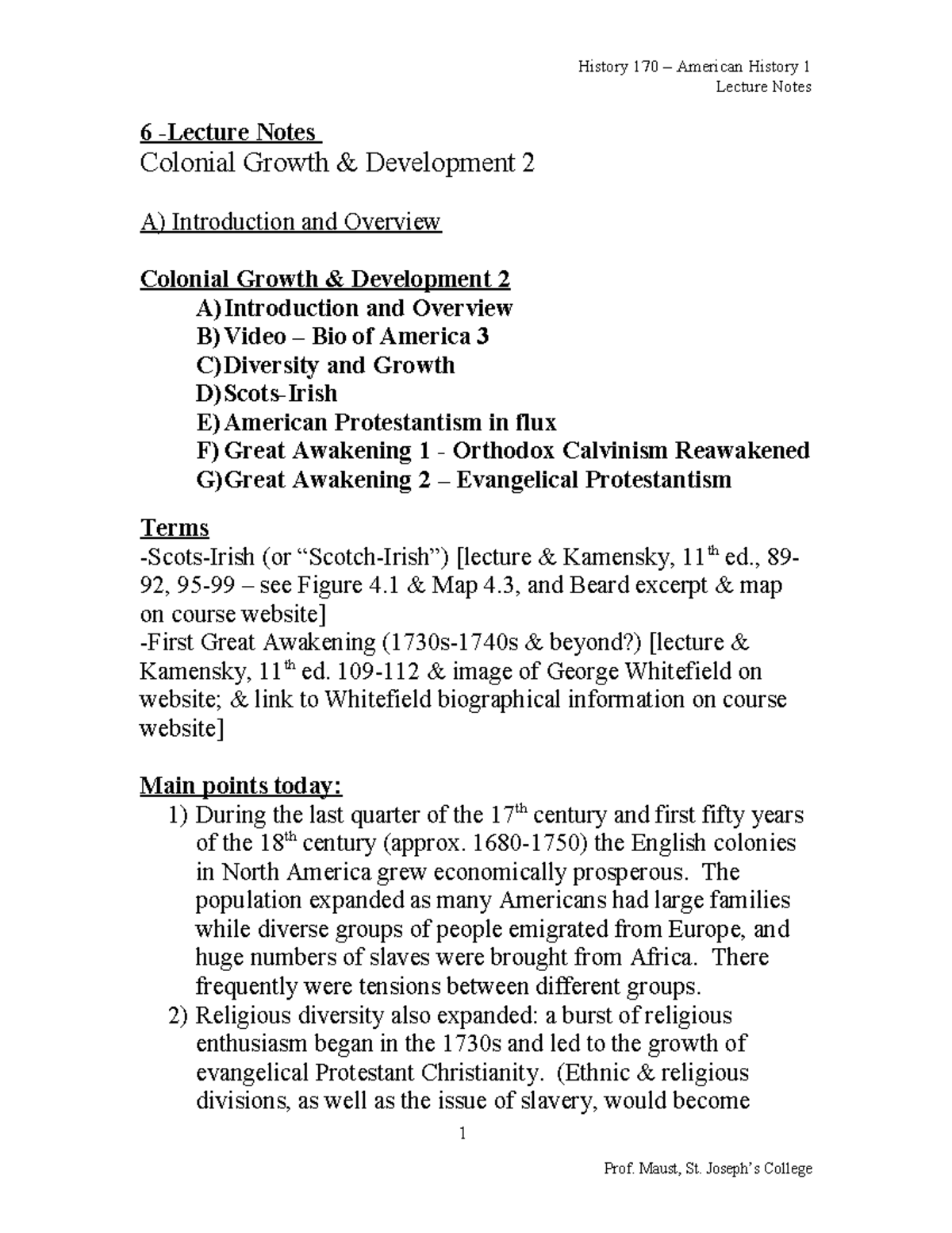 History 170 - Lecture Notes on Colonial Growth & Development 2 - Studocu