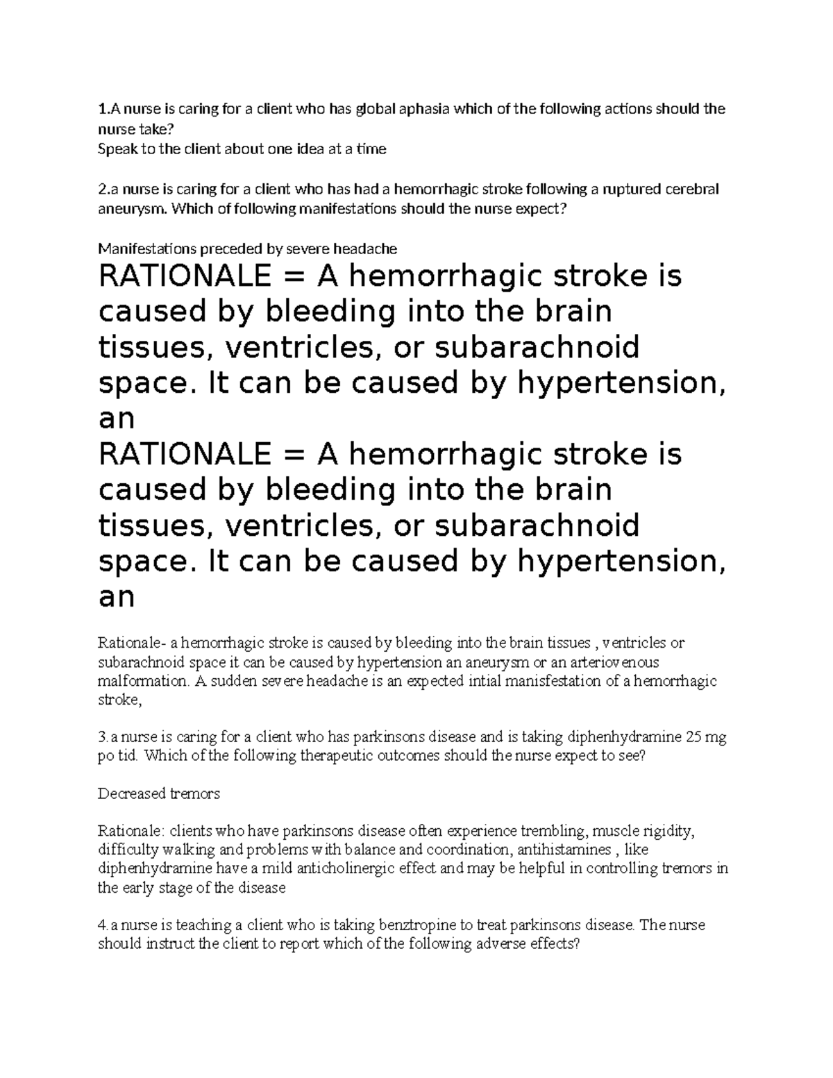 Neuro 101: EXAM Questions & Lecture Notes on Stroke and Neurological ...