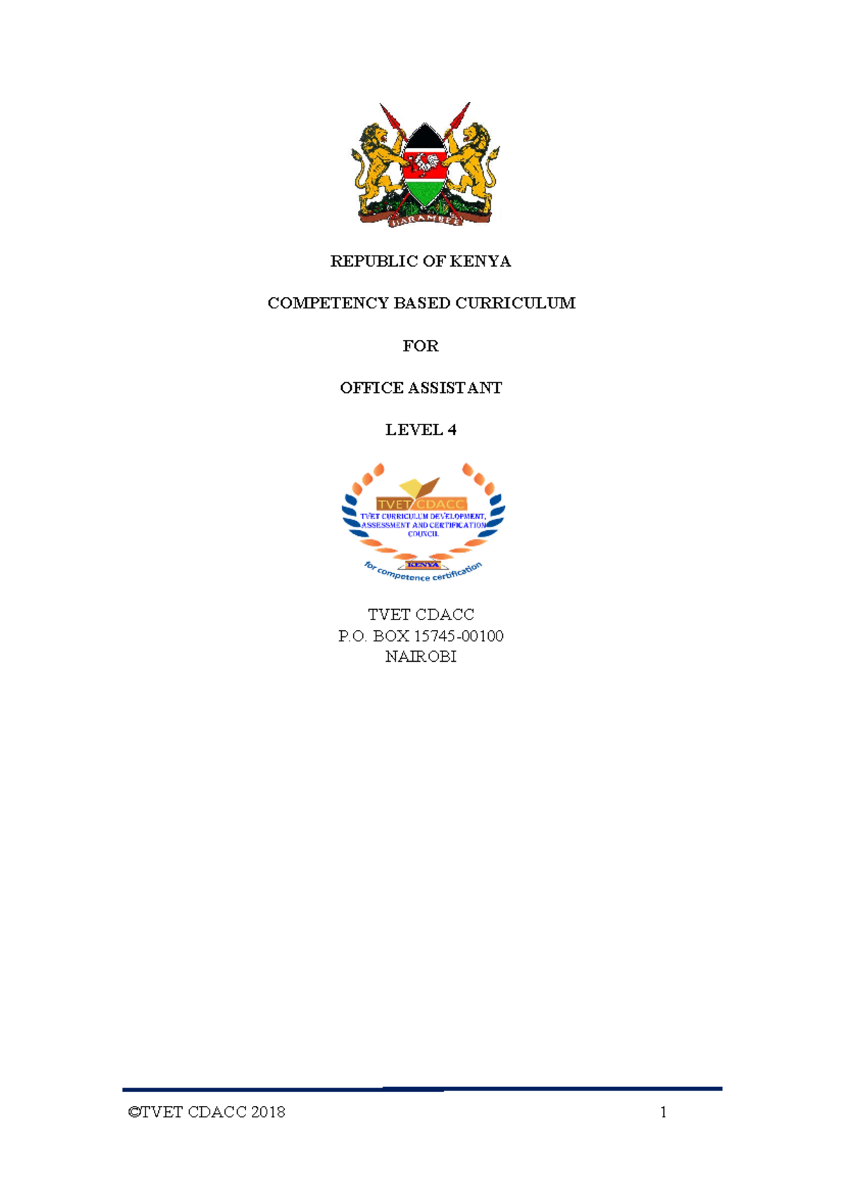 Office Assistant Level 4 Curriculum: Competency-Based Framework - Studocu