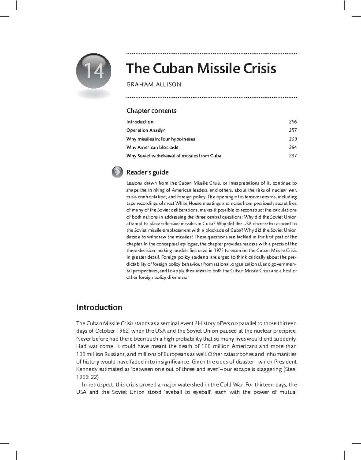 GRAHAM ALLISON - Chapter 14: The Cuban Missile Crisis Analysis - Studocu