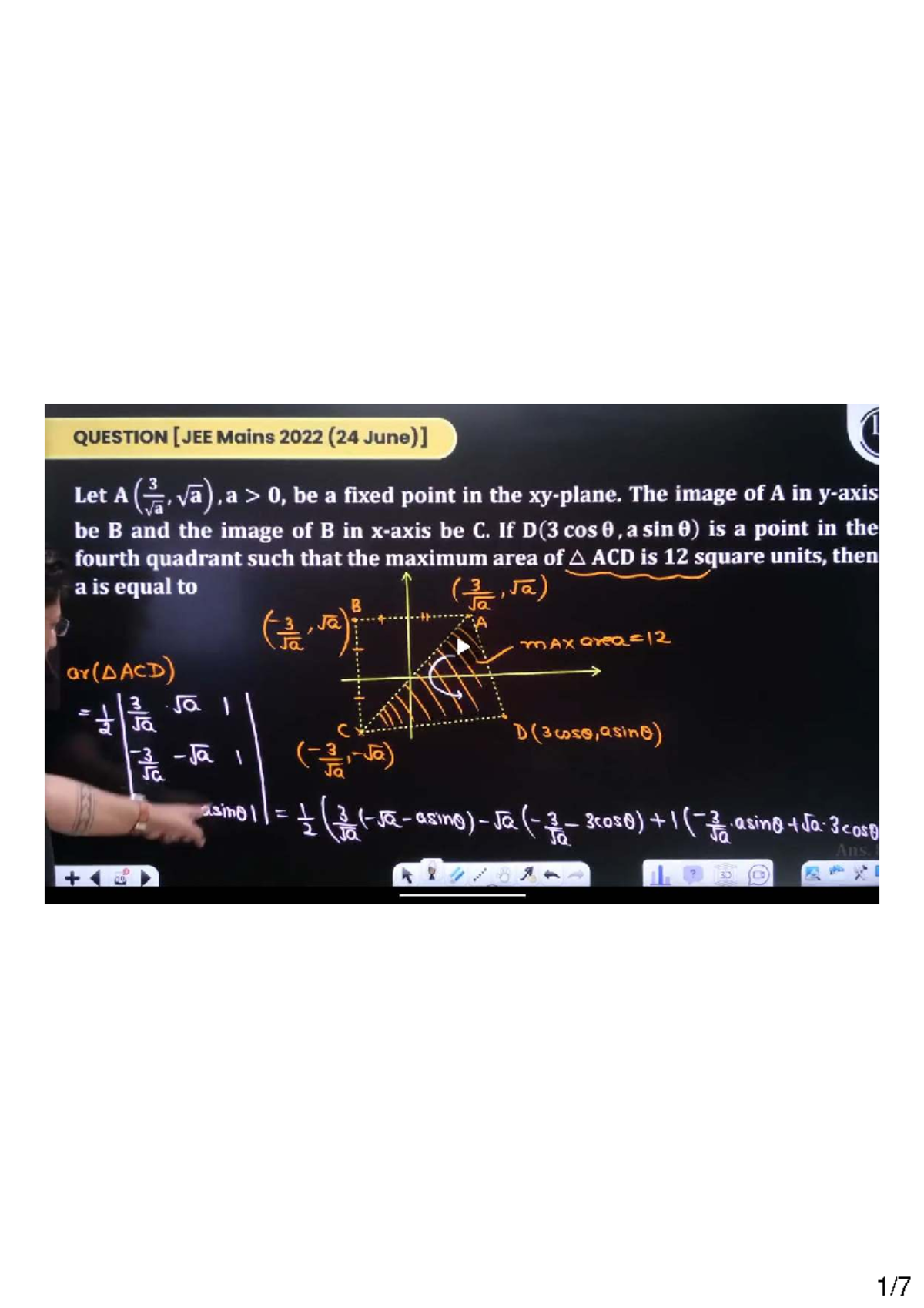 Mains 2022 Math Questions: Area and Coordinates Analysis - Studocu