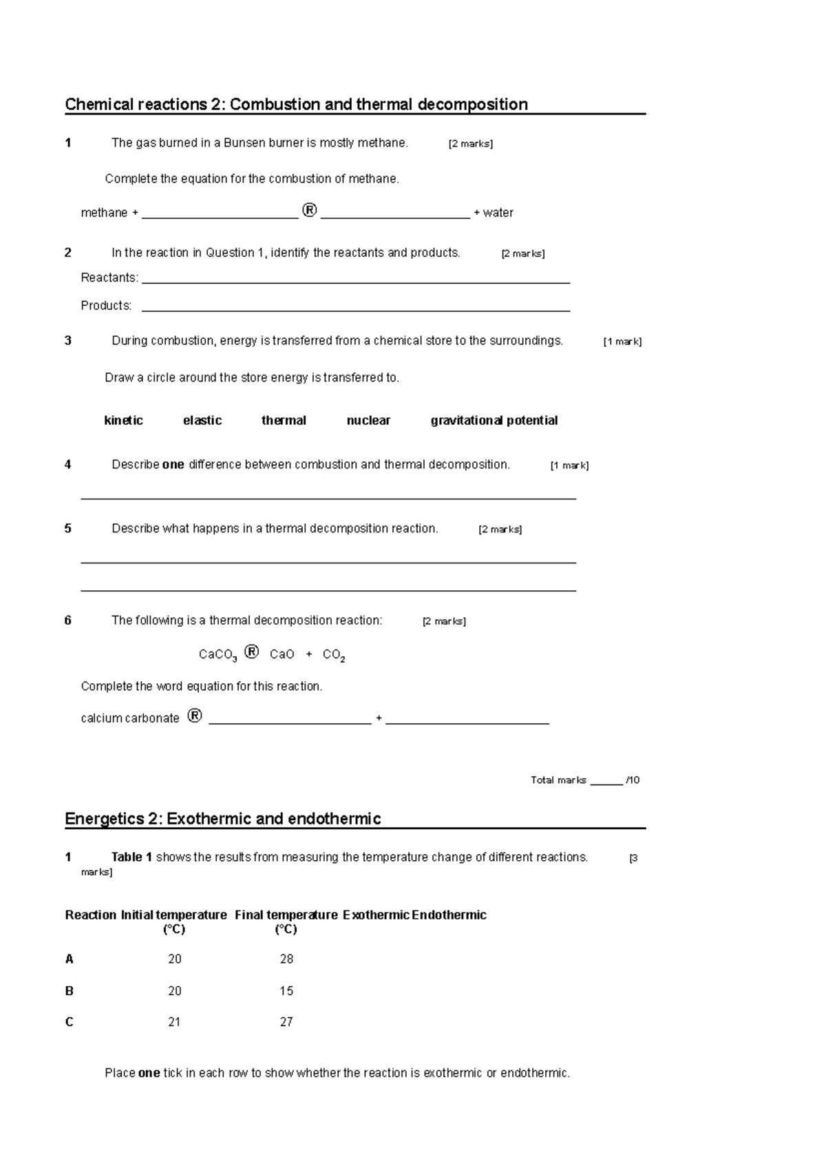 Consolidation HW - ……. - Chemical reactions 2: Combustion and thermal ...