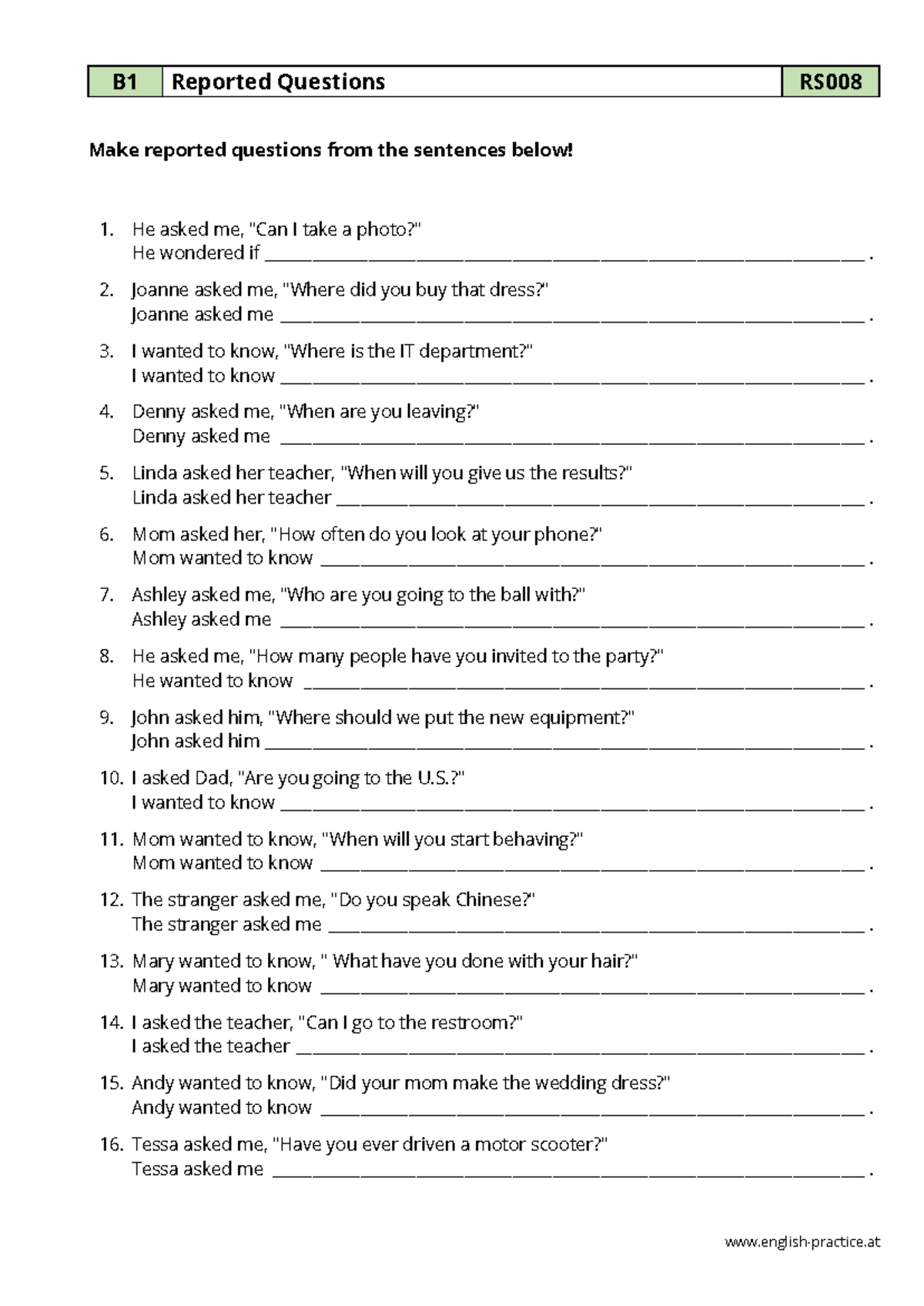 Rs008-reported-questions - english-practice B1 Reported Questions RS ...