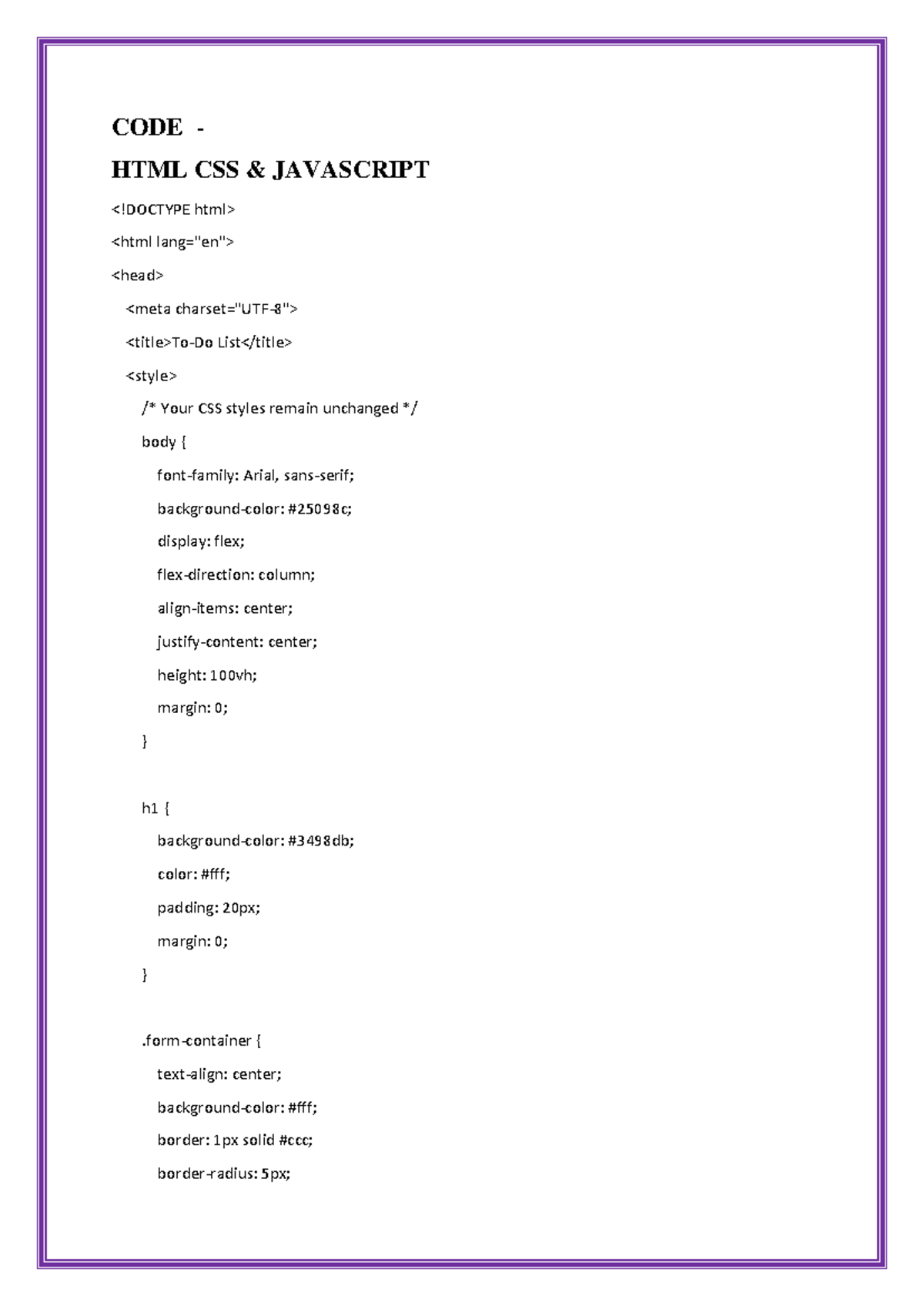 CLAB Project - Practical Guide to HTML, CSS, and JavaScript - Studocu