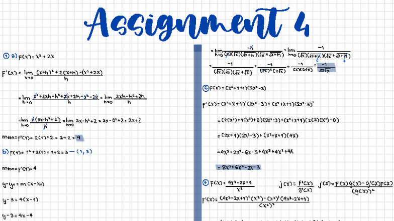 Assignment #4 - Calculus Limits and Derivatives Analysis - Studocu