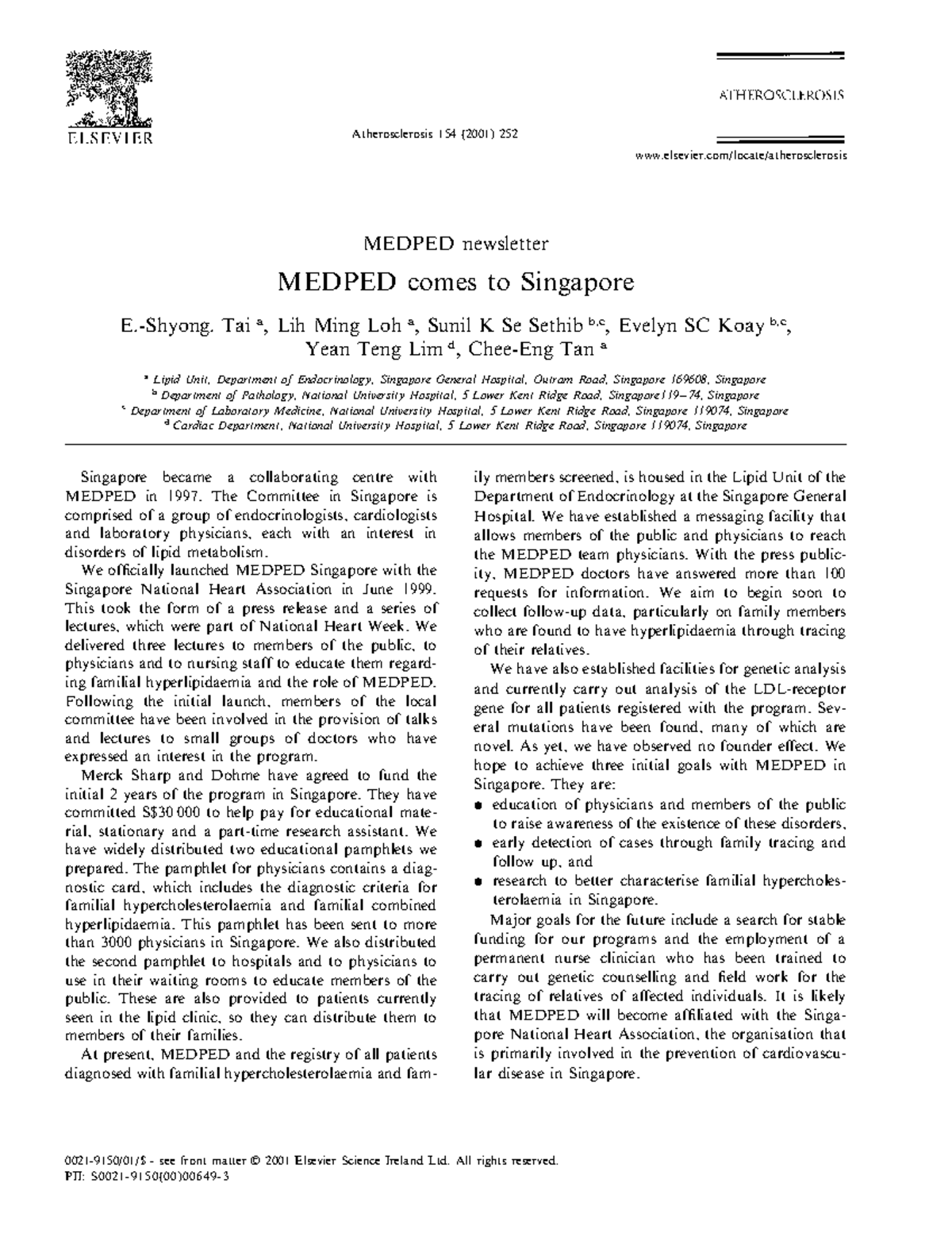 Medped comes to Singapore - Atherosclerosis 154 (2001) 252 MEDPED ...
