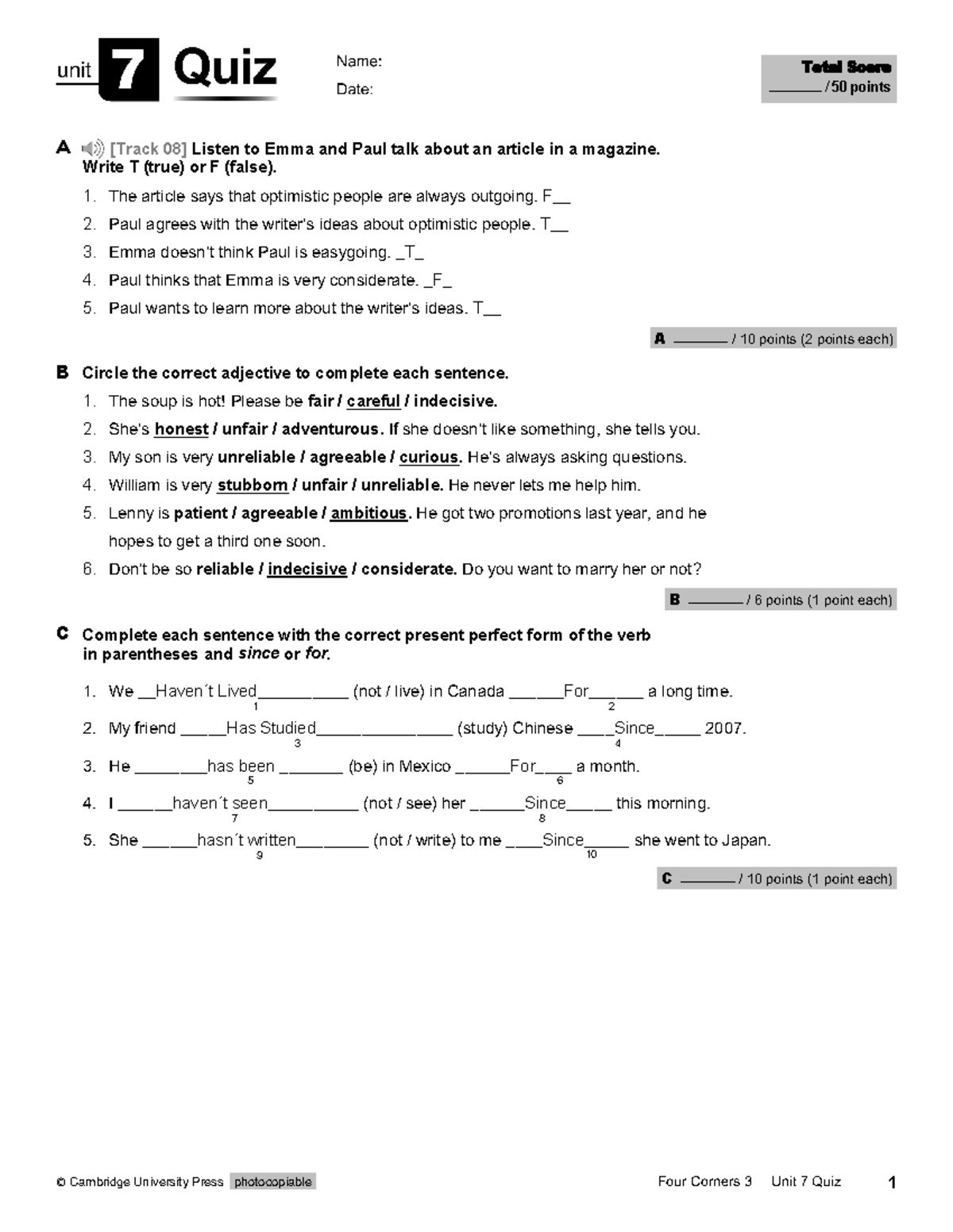 Quiz Unit 7 - FC3 Q07 Review and Answers - Studocu