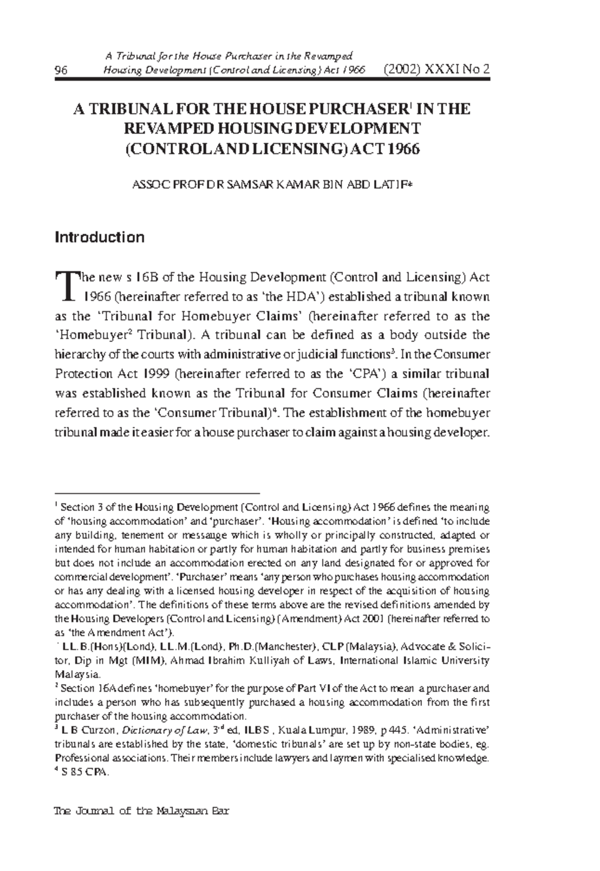 Homebuyer Tribunal Under the Revamped Housing Development Act 1966: A ...