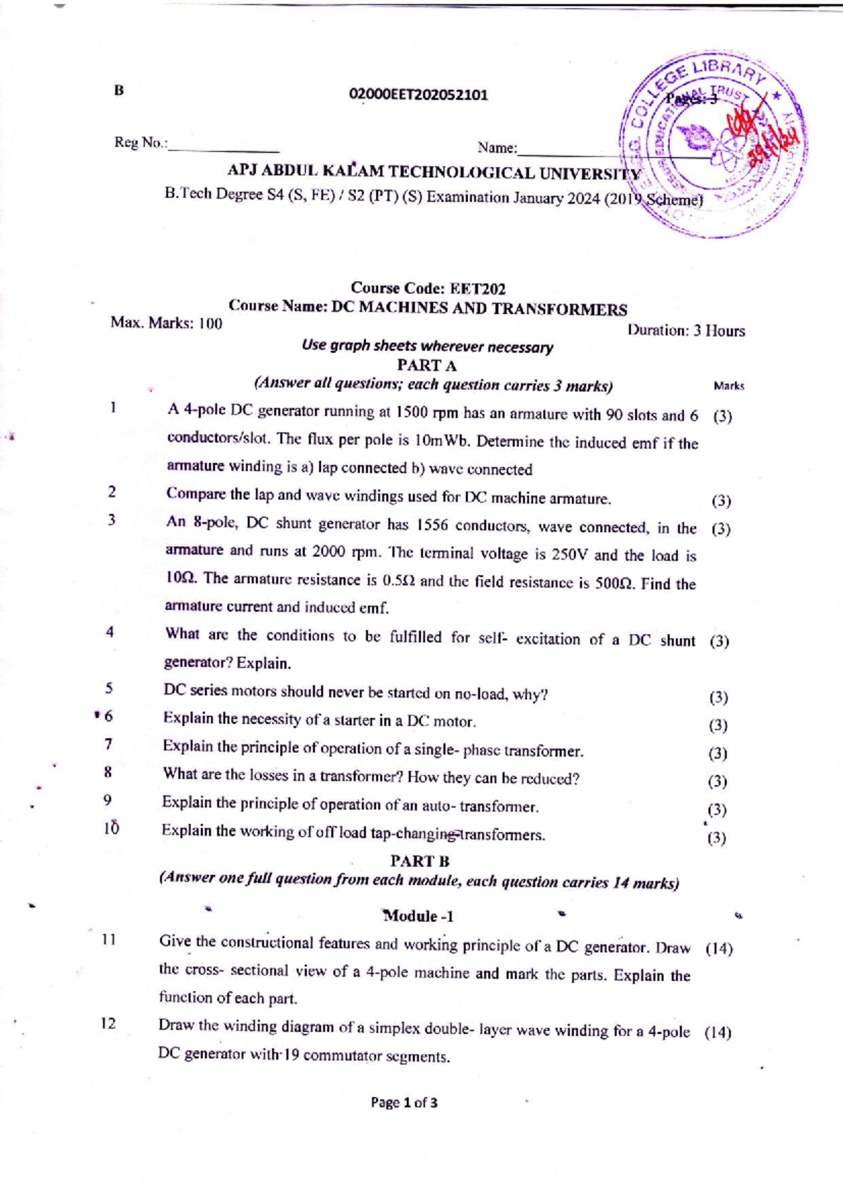 EET202 DC Machines and Transformers Exam Notes, January 2024 - Studocu