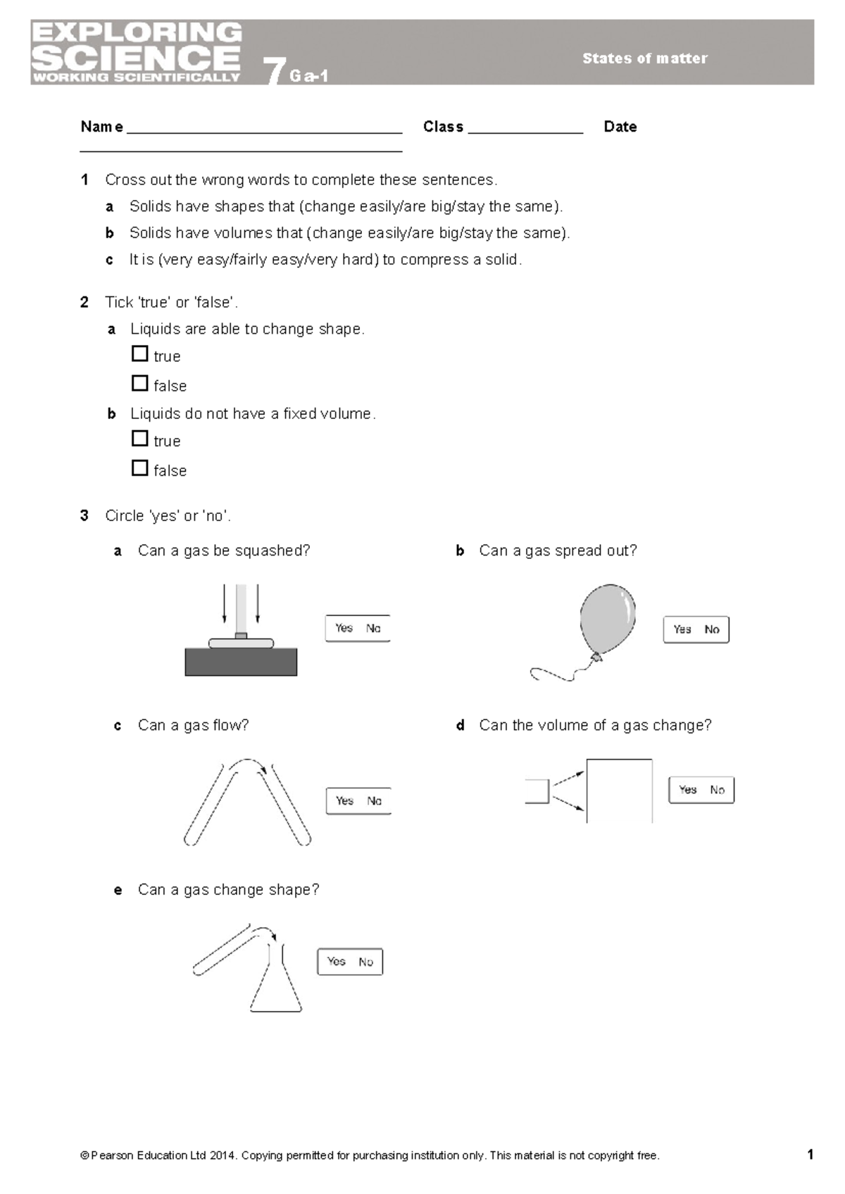7GA1 States of Matter - Class Notes and Exercises - Studocu