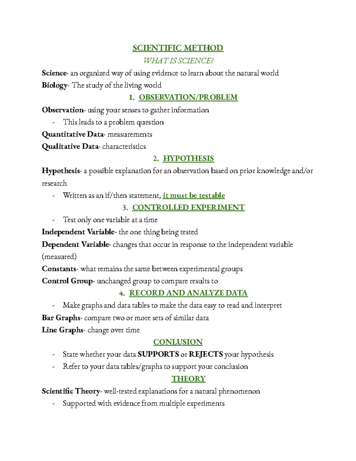 Biology Notes: Scientific Method & Cell Structure Overview - Studocu