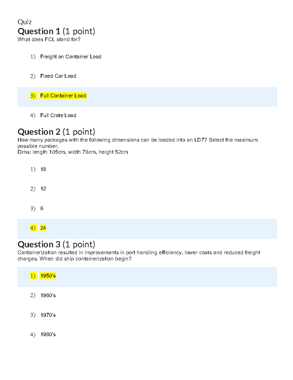 INTL 704 Quiz on Modules 8-12 - Quiz Question 1 (1 point) What does FCL ...