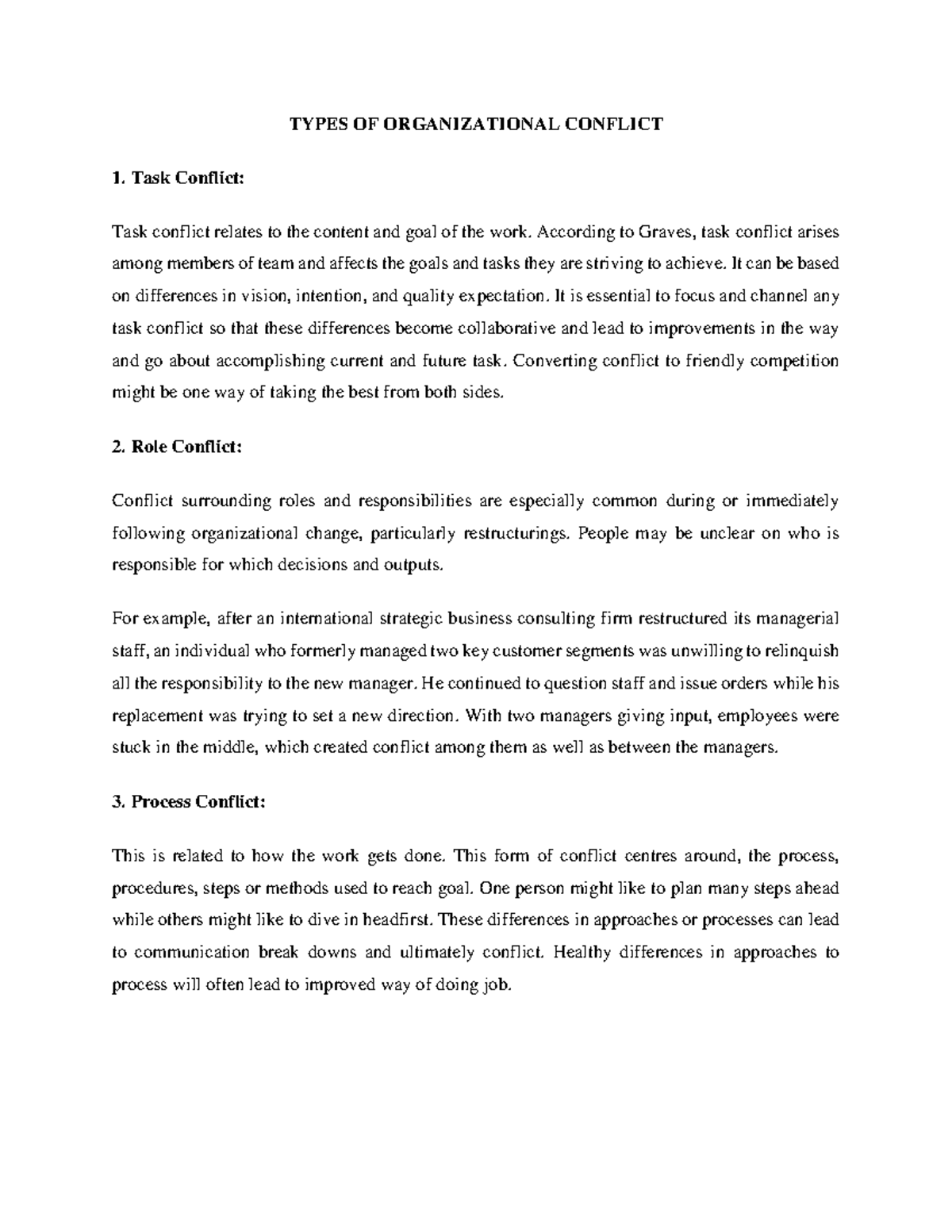 TYPES OF ORGANIZATIONAL CONFLICT: A Comprehensive Overview - Studocu