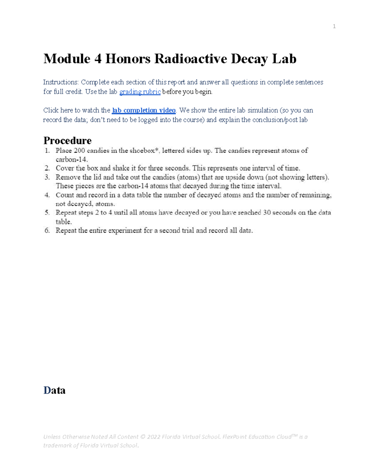 4.06H Honors Radioactive Decay Lab Instructions and Data Analysis - Studocu