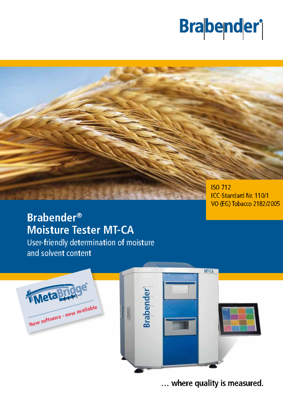 Brabender Moisture Tester Operation Guide - ISO 712 Nr. VO (EG) - Studocu