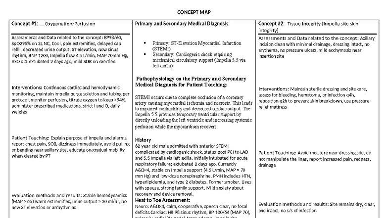 Concept Map - Assessments & Interventions for STEMI & Impella Care ...