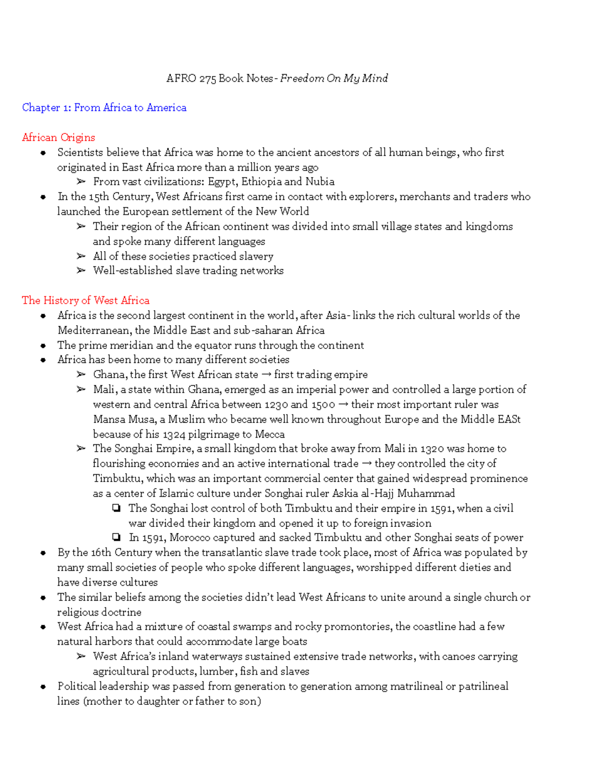 AFRO 275 Book Notes (Freedom On My Mind) - AFRO 275 Book Notes- Freedom ...