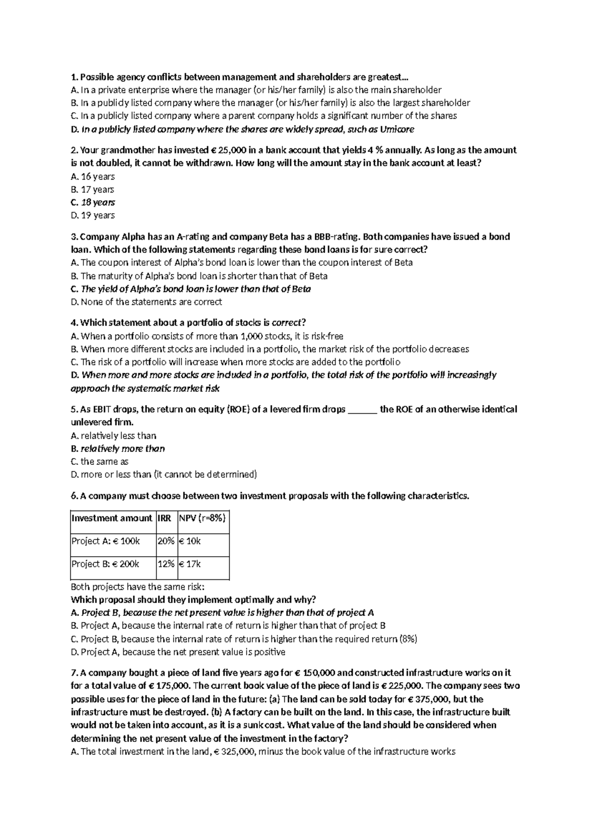 MC Exam 2024 - Multiple Choice Questions Overview - Studocu