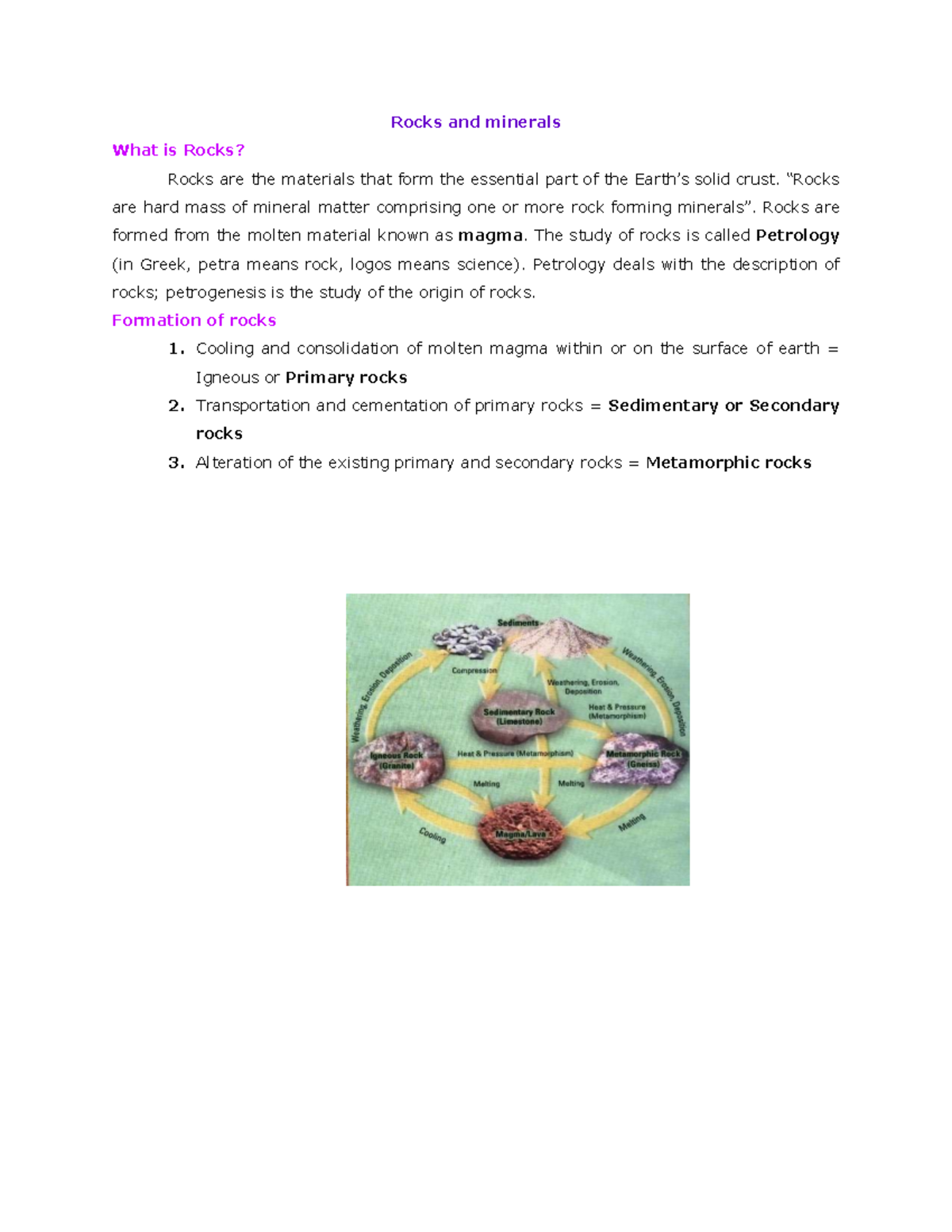 Lec03 - Understanding Rocks and Minerals: Types and Formation - Studocu