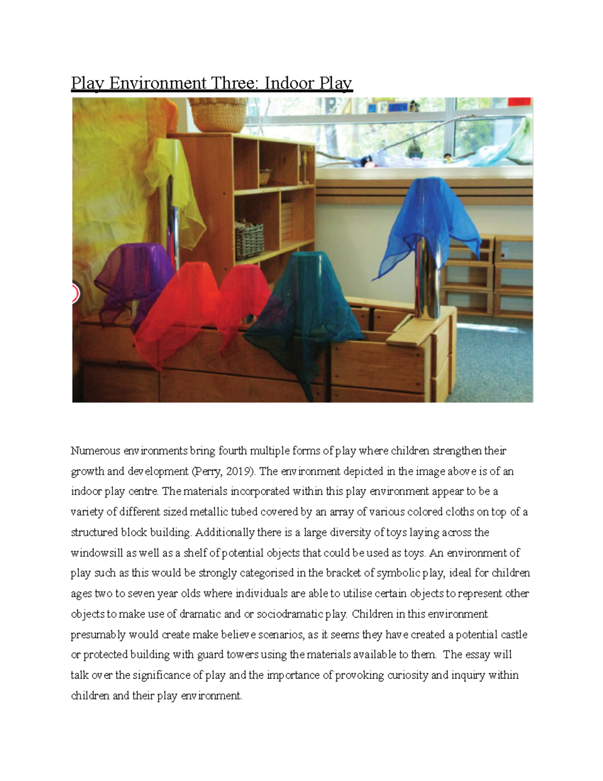 ECHE Play Analysis - notes - Play Environment Three: Indoor Play ...