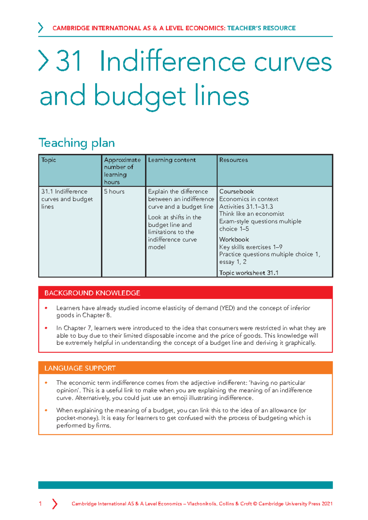 ASAL Economics TR CH31: Indifference Curves & Budget Lines Teaching ...