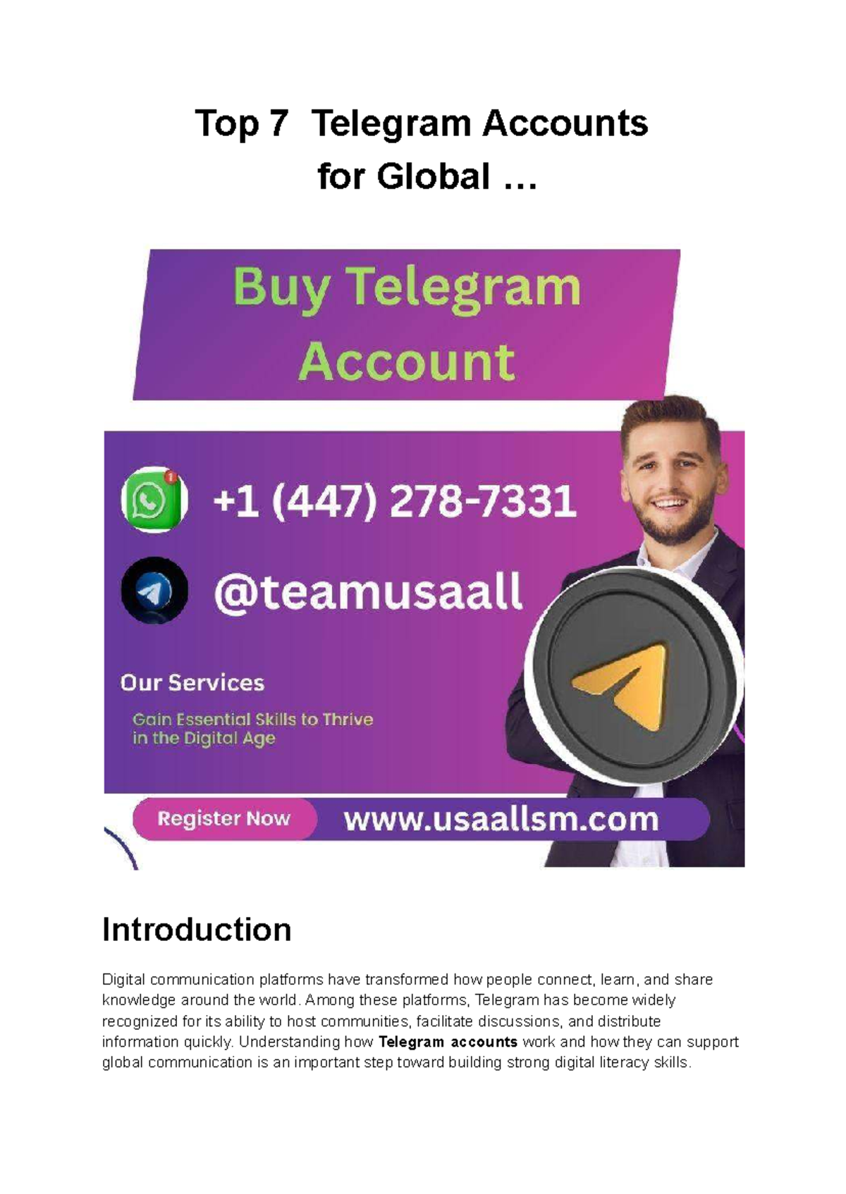 Top 7 Telegram Accounts for Global Communication & Learning - Studocu