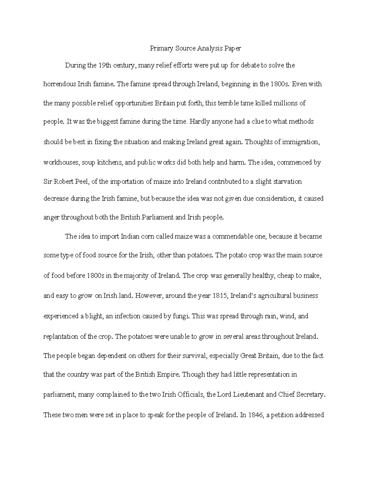 Primary Source Analysis Paper - Primary Source Analysis Paper During ...