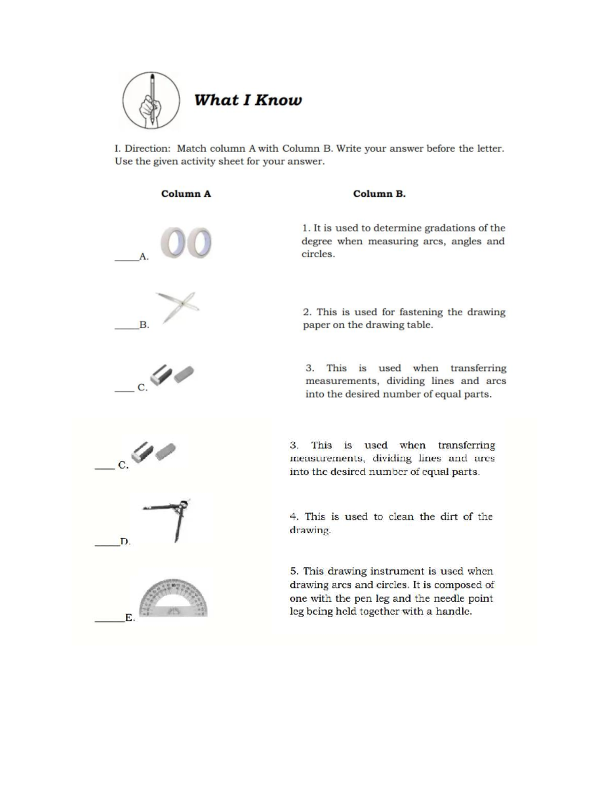 TLE Module 2: Hand Tools & Equipment for Technical Drafting - Studocu