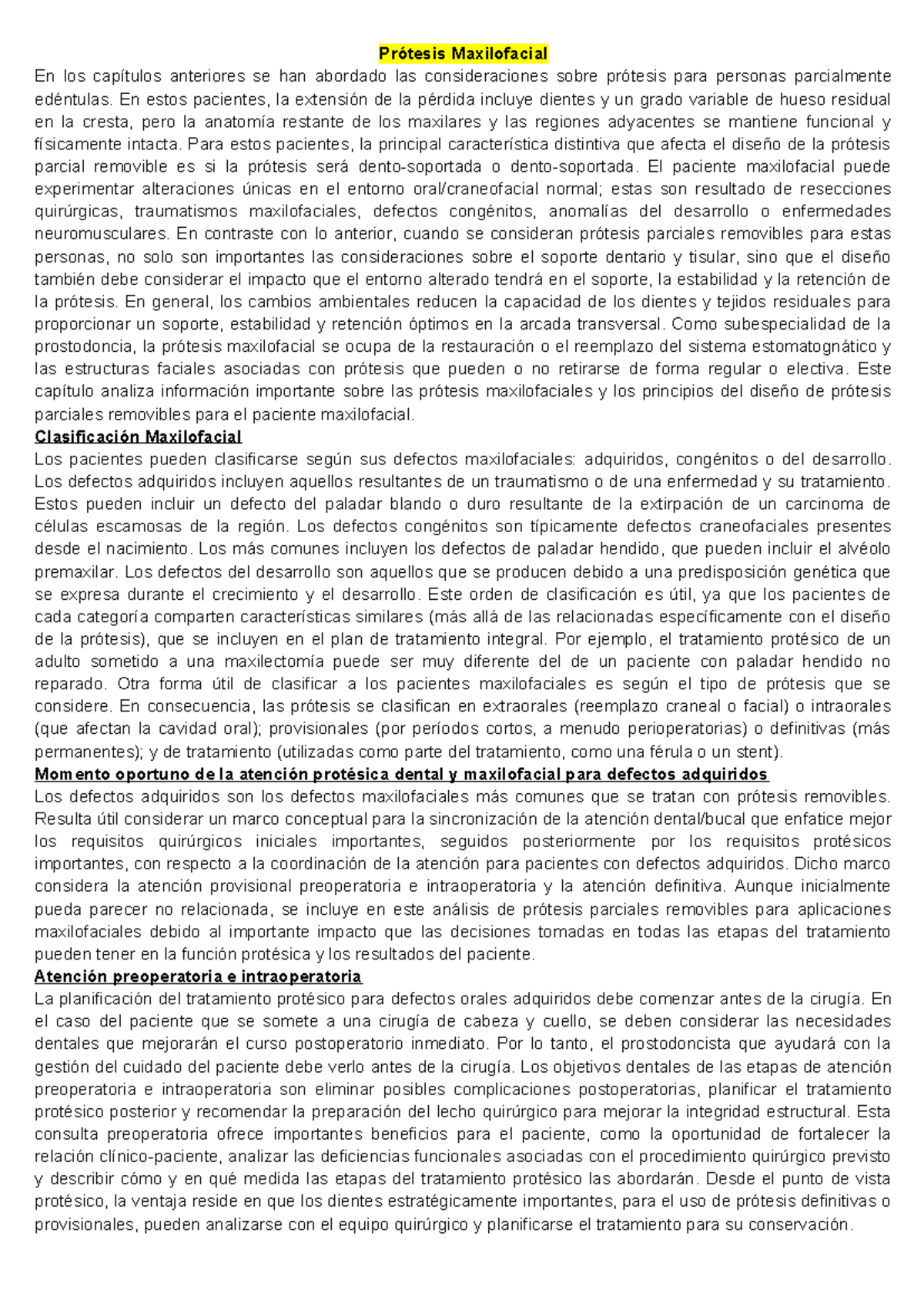 Prótesis Maxilofacial: Diseño y Consideraciones Clínicas - Studocu