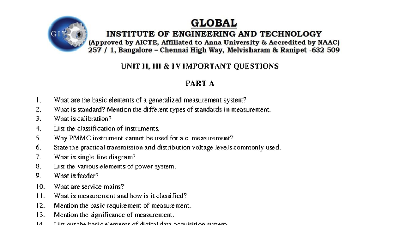 BEEE - UNIT II & IV Important Questions for Exam Preparation - Studocu