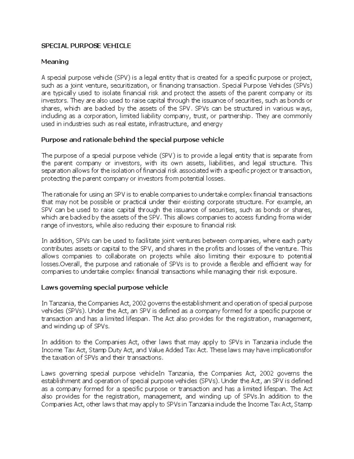 Understanding Special Purpose Vehicles (SPVs) and Their Legal Framework ...