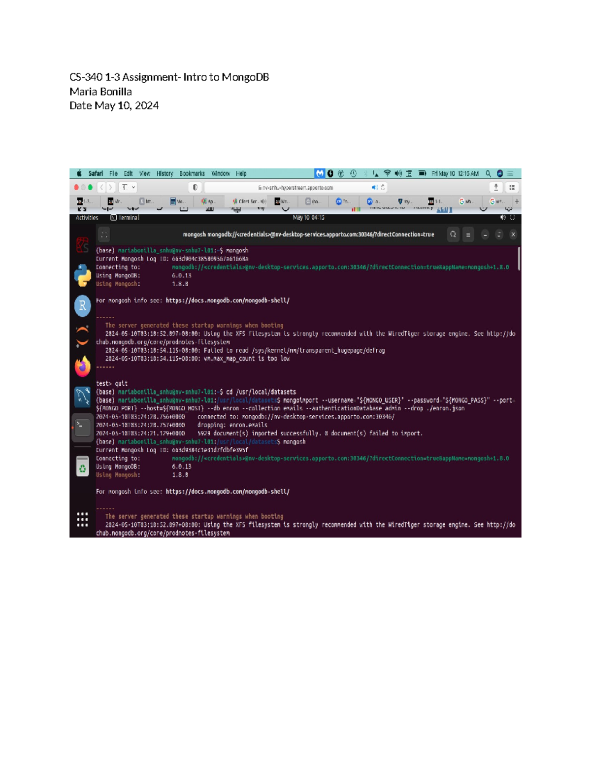 CS-340 Assignment 1-3: Intro to MongoDB Screenshots by Maria B. - Studocu