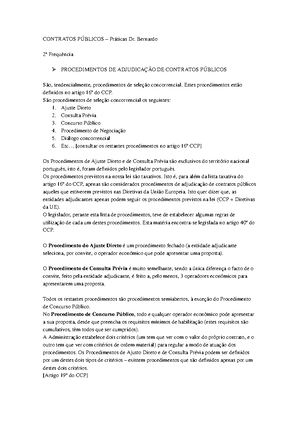 Sebenta CP - ... - CP Noção de CP e âmbito de aplicação do CCP Contrato ...