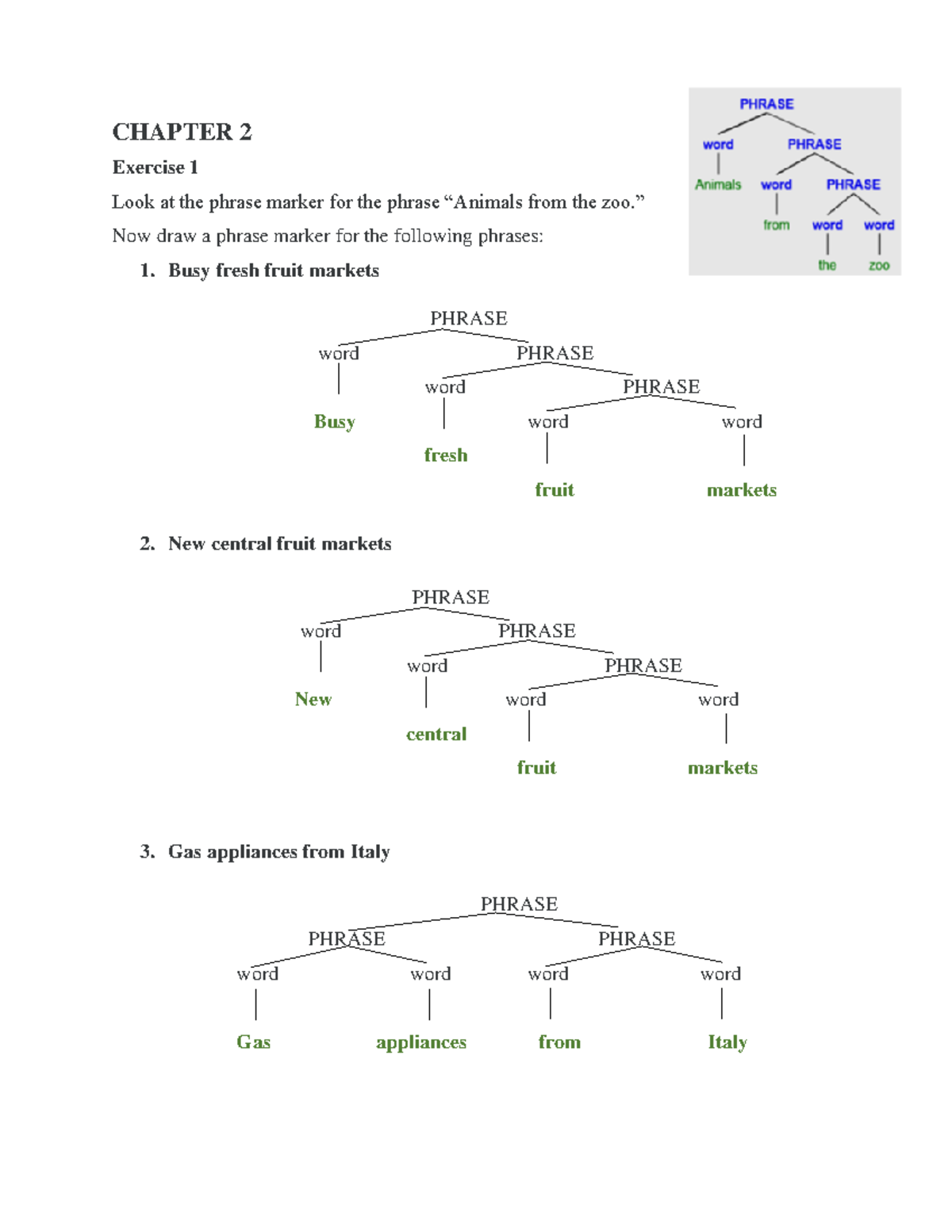 2024 Exercises: Phrase Structure and Relations Chapter 2 - Studocu