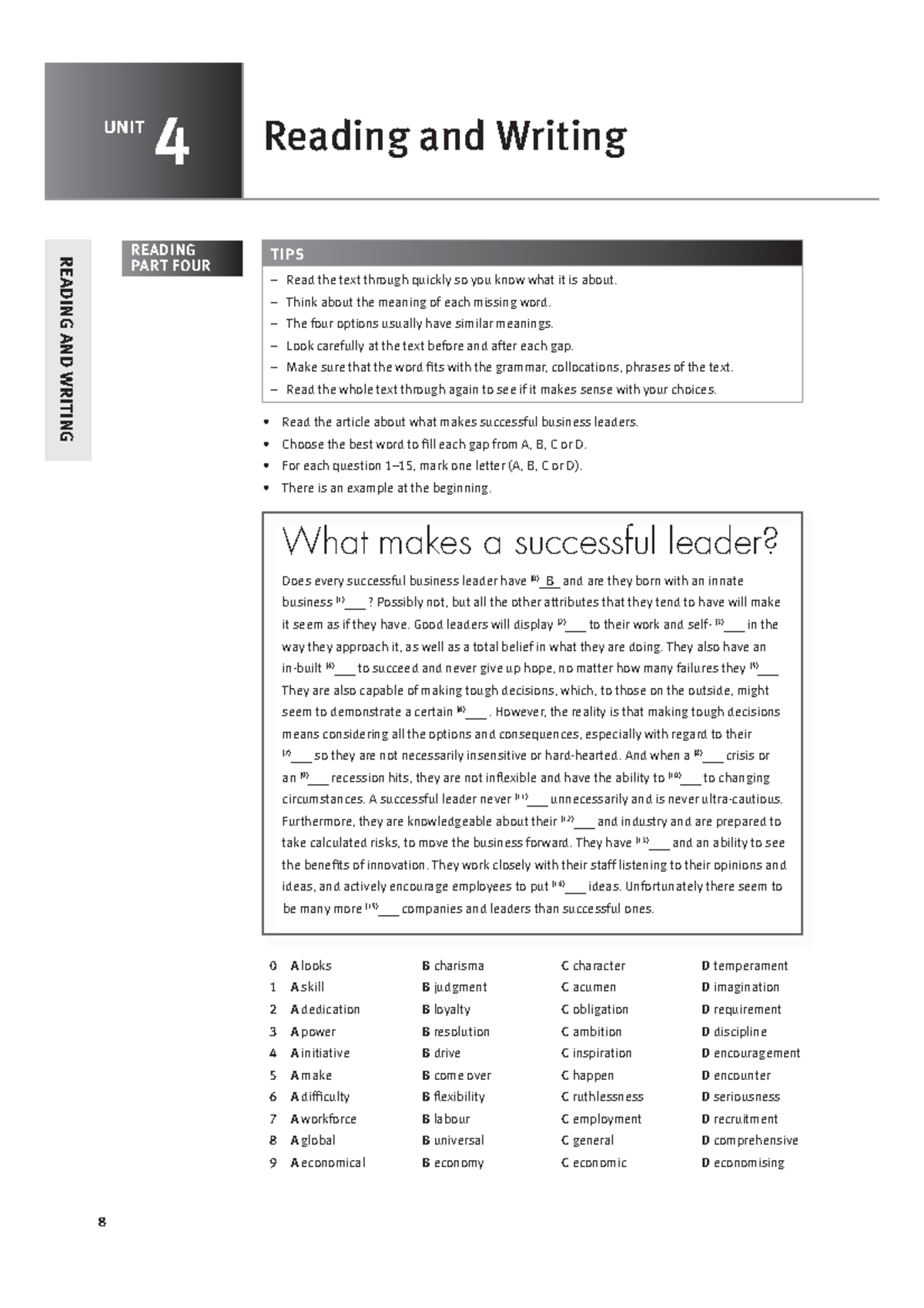 EAB3 Reading Practice - no more - READING AND WRITING 8 unit 4 TIPS ...