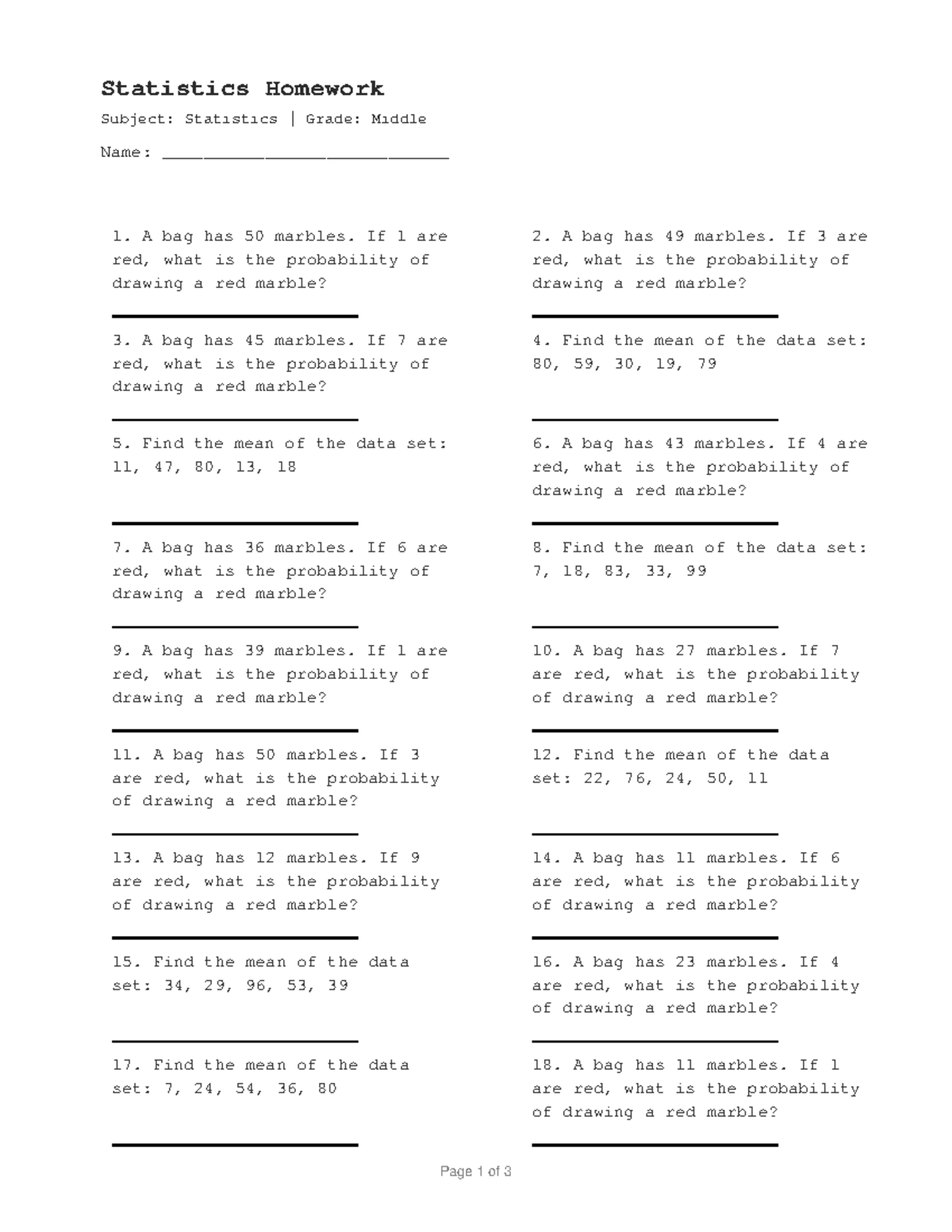 Statistics Homework 7: Probability & Mean Calculations - Studocu