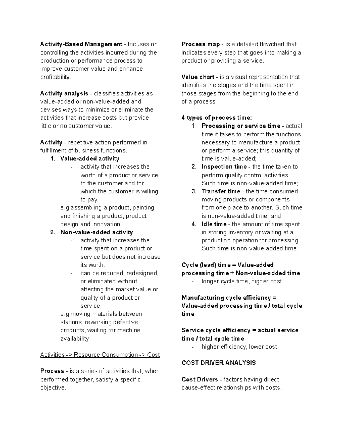 ABC Costing: Analyzing Activity and Cost Drivers for Efficiency - Studocu