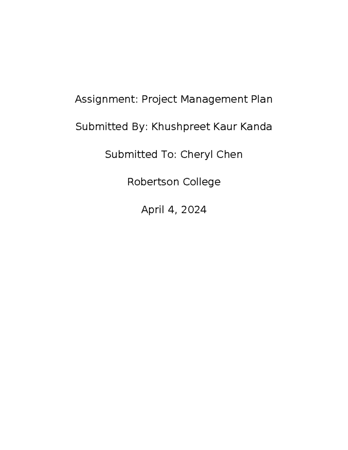 Assignment: Project Management Plan for Oil Field MRO Relocation - Studocu