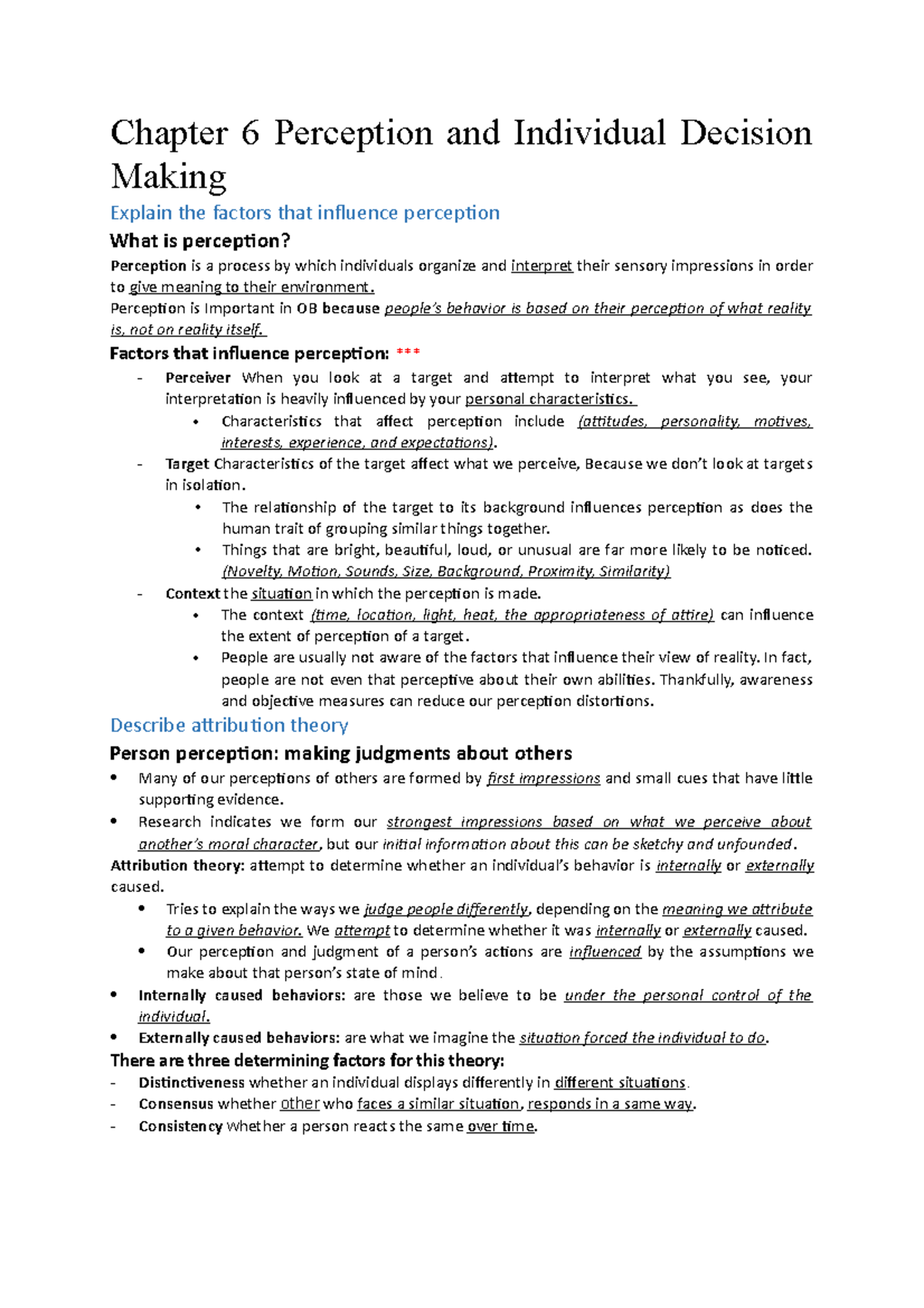 Ch-06 Perception and Decision Making in Organizations - Studocu