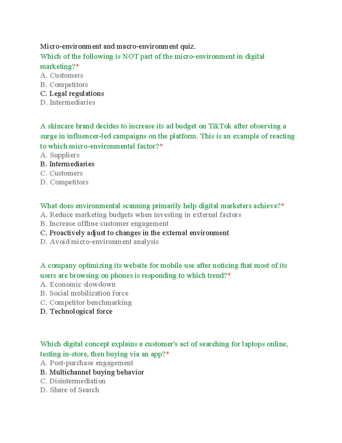 MCQ Quiz on Digital Marketing Concepts and Strategies - Studocu