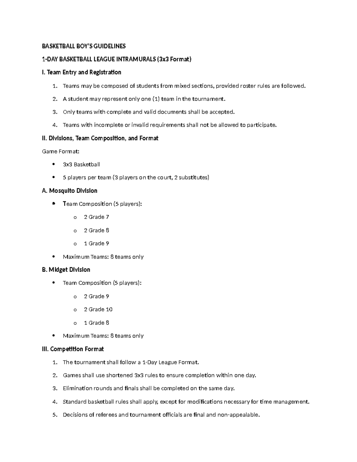 3x3 Basketball League Guidelines for Intramurals - Studocu