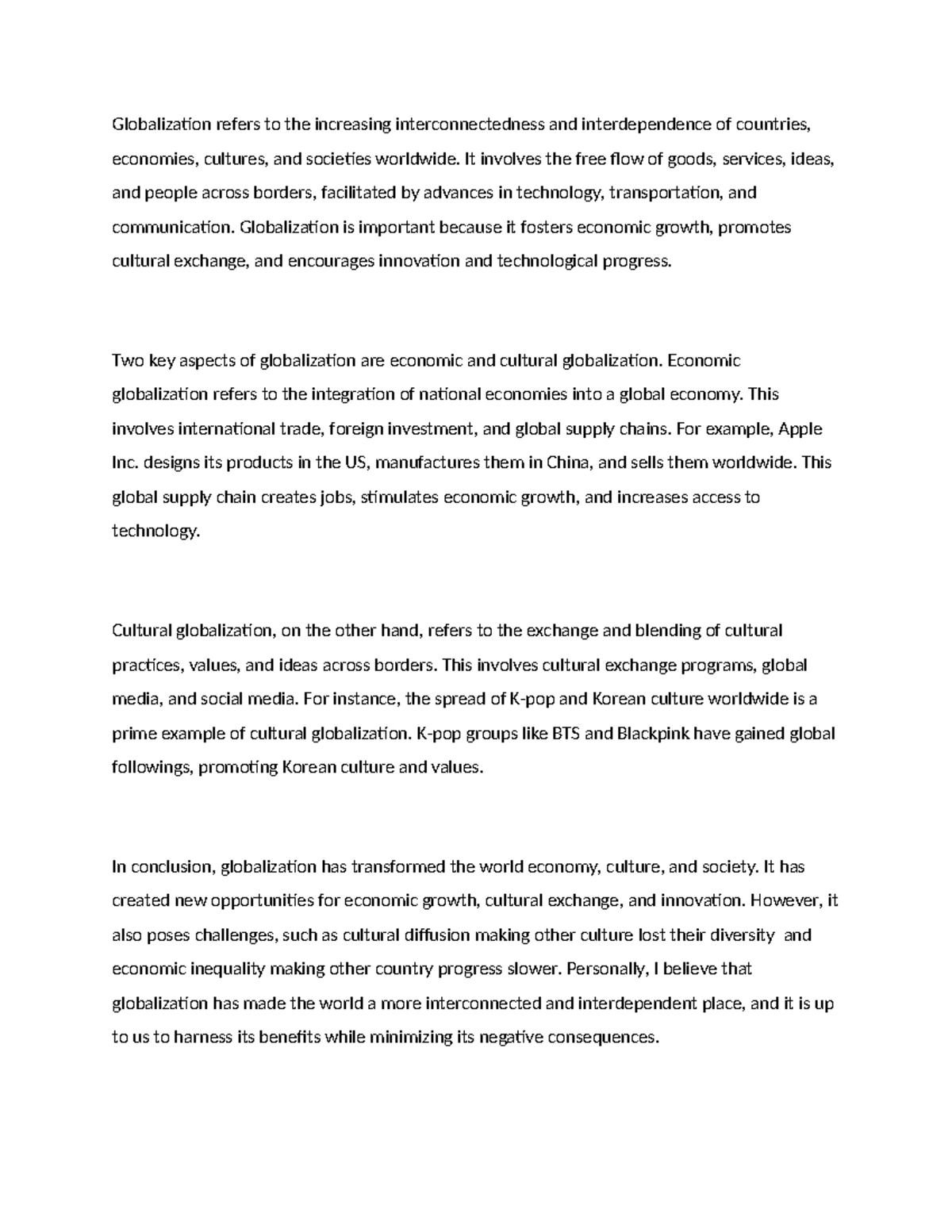 Globalization Overview: Economic & Cultural Impacts - r-WPS Office - Studocu