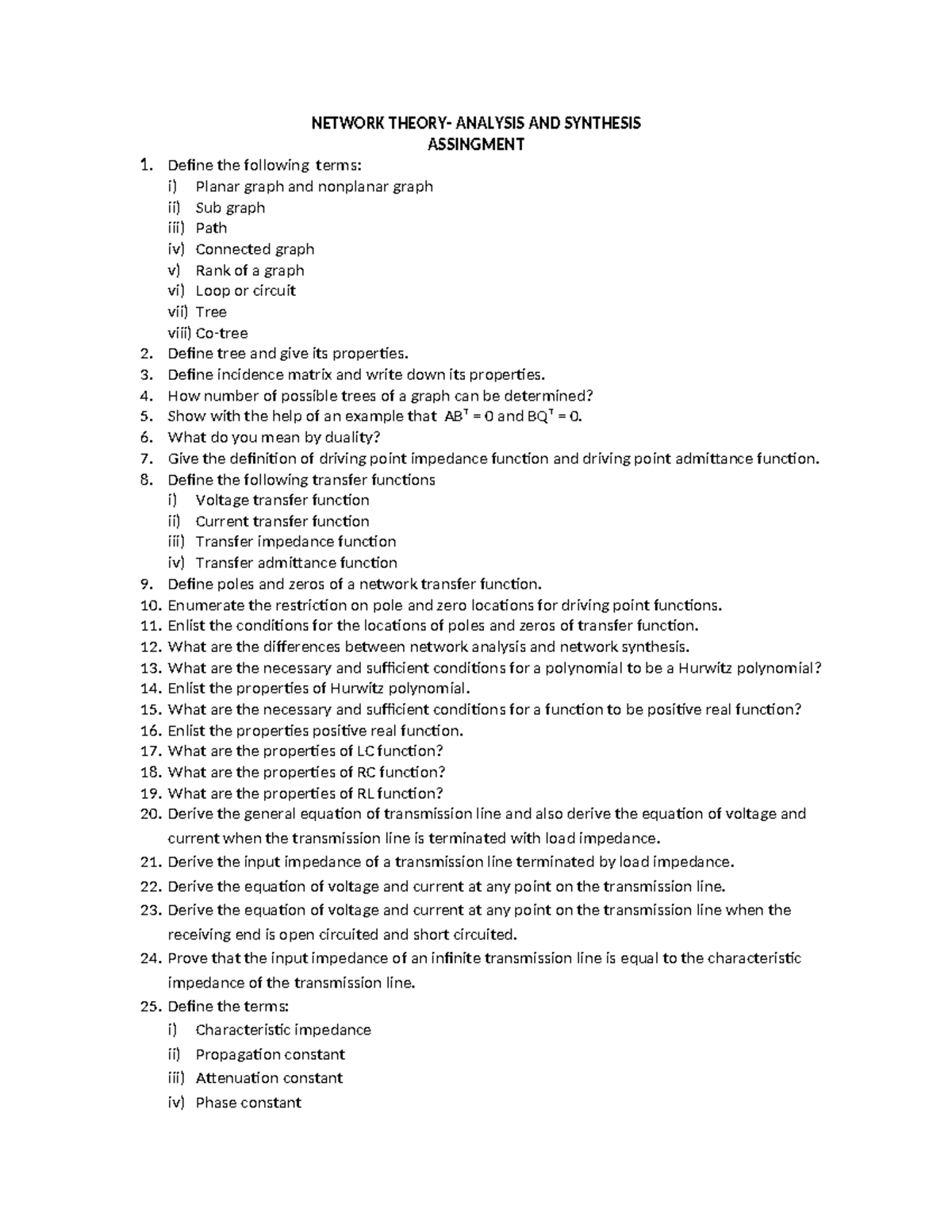 NETWORK THEORY ASSIGNMENT 1: Key Concepts and Definitions - Studocu
